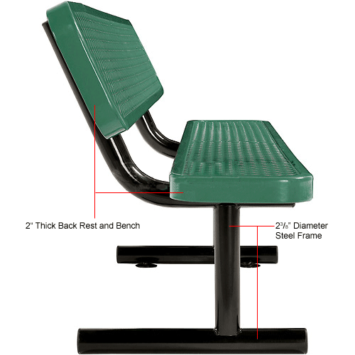 Global Industrial™ 6' Outdoor Steel Bench w/ Backrest, Expanded Metal ...