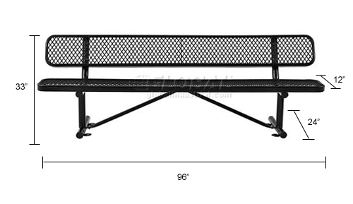 Global Industrial™ 8' Outdoor Steel Bench w/ Backrest, Expanded Metal ...