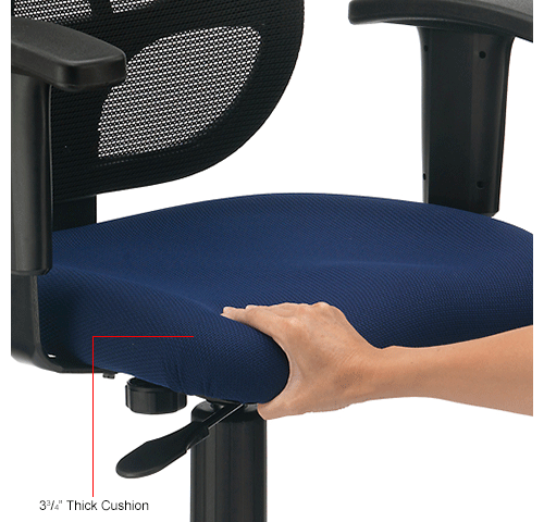 Interion® Mesh Office Chair With Mid Back & Adjustable Arms, Fabric, Blue