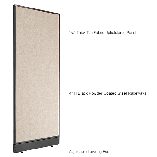 Interion® Non-Electric Office Partition Panel with Raceway, 24-1/4"W x ...
