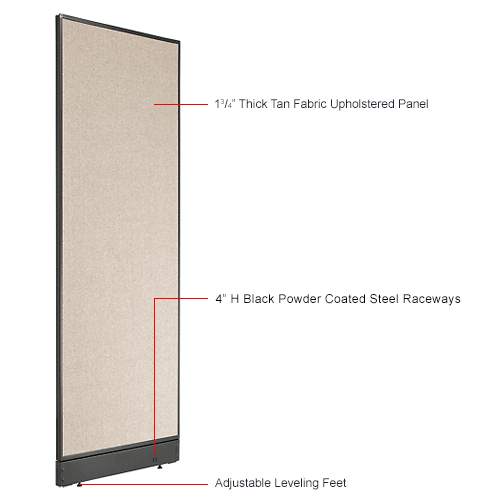 Interion® Non-Electric Office Partition Panel with Raceway, 24-1/4"W x ...