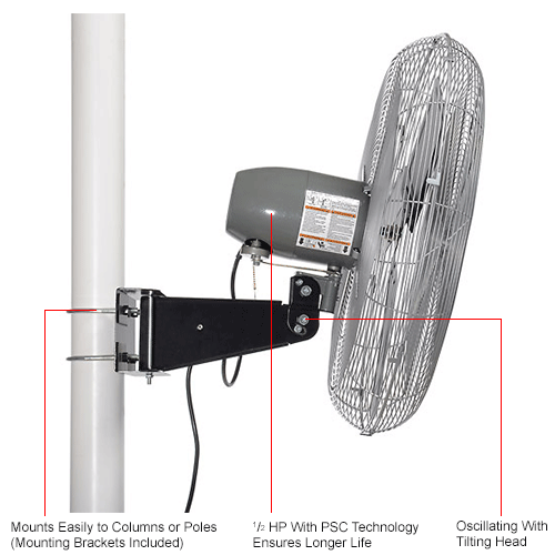 Global Industrial™ 30" Deluxe Oscillating Fan, Pole or Column Mount ...