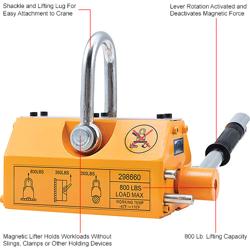 Global Industrial™ Lifting Magnet, 800 lb. Capacity
