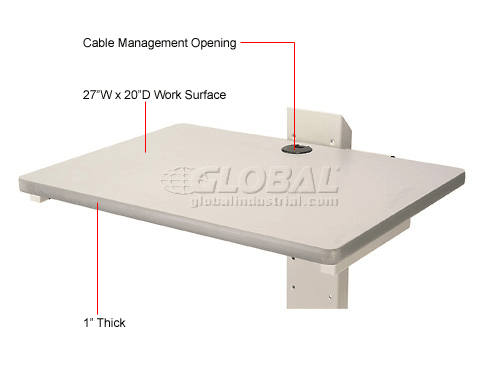 Global Industrial™ Mobile Computer Cart, 27"W x 24-1/2"D x 41"H, Beige