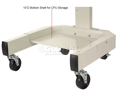 Global Industrial™ Mobile Computer Cart, 27"W x 24-1/2"D x 41"H, Beige