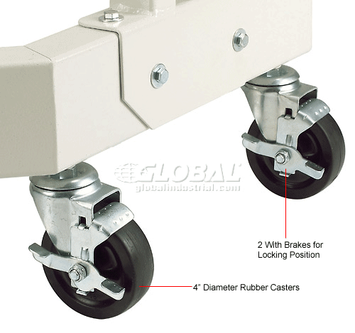 Global Industrial™ Mobile Computer Cart, 27"W x 24-1/2"D x 41"H, Beige