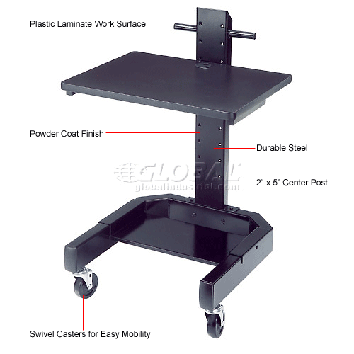 Global Industrial™ Medical Computer Cart, 27"W x 24-1/2"D x 41"H, Black
