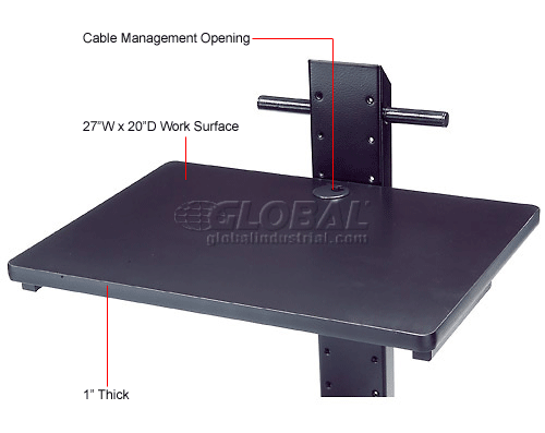 Global Industrial™ Mobile Computer Cart, 27"W x 24-1/2"D x 41"H, Black