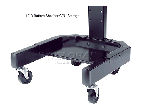 Global Industrial™ Medical Computer Cart, 27"W x 24-1/2"D x 41"H, Black