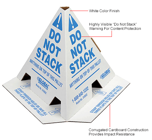 Global Industrial™ "Do Not Stack" Printed Pallet Cones, White, 50/Pack