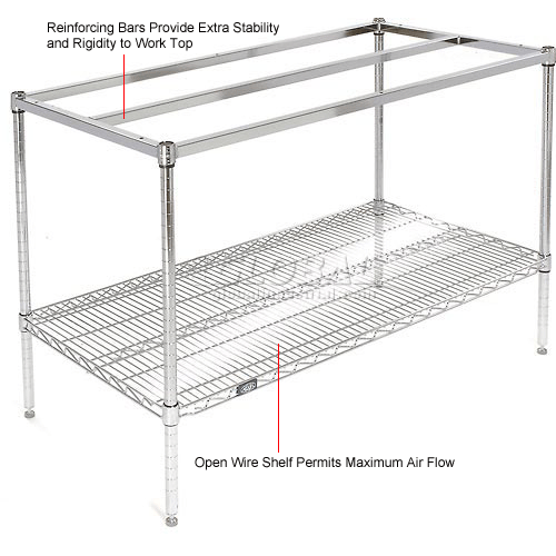 Global Industrial™ Workbench w/ 16 Ga 304 SS Top & Undershelf, 60"W x ...