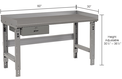 Global Industrial™ Workbench w/ Steel Square Edge Top & Drawer, 60"W x ...
