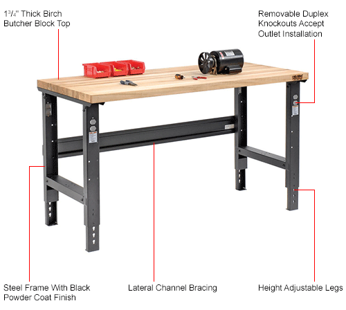 Global Industrial™ 72x36 Adjustable Height Workbench C-Channel Leg ...