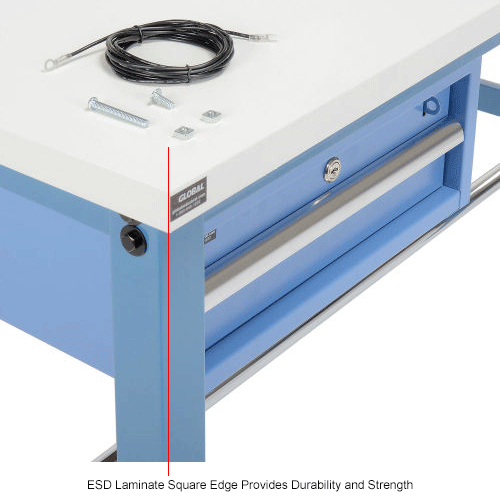 Global Industrial™ 72x30 Production Workbench ESD Square Edge - Drawer ...
