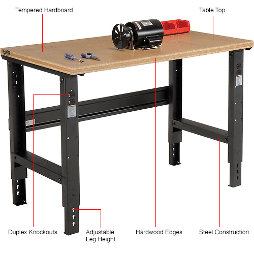 Global Industrial™ C-Channel Leg Adjustable Height Workbench, Shop Top ...