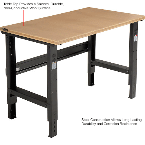 Global Industrial™ C-Channel Leg Adjustable Height Workbench, Shop Top ...