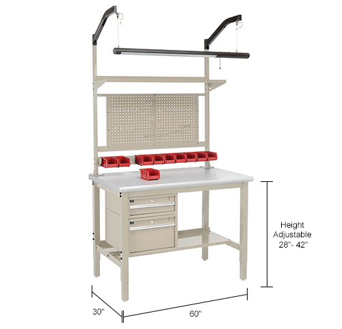 Work Bench Systems | Adjustable Height | Global Industrial™ 60"W x 30"D ...