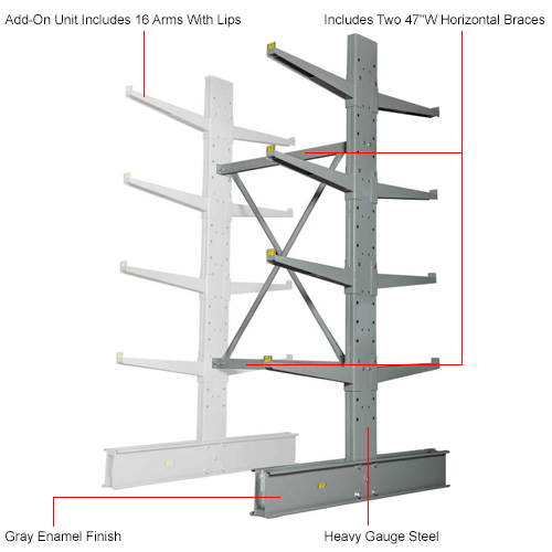 Global Industrial™ Double Sided Heavy Duty Cantilever Add-On Rack, 2 ...