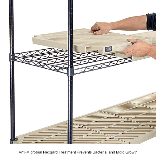 Nexel®, Nexelite®, 4 Tier, Vented Plastic Mat Shelving Unit, 72"W x 21"D x 63"H