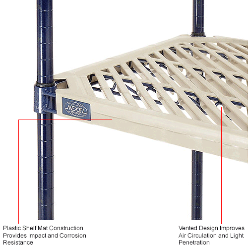 Nexel®, Nexelite®, 4 Tier, Vented Plastic Mat Shelving Unit, 60"W x 21"D x 74"H