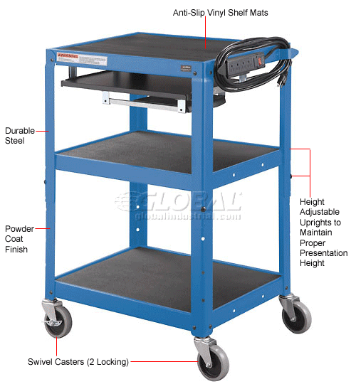 Global Industrial™ Steel Mobile Workstation Cart with Slide out ...