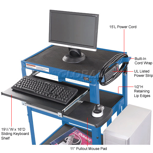 Global Industrial™ Steel Mobile Workstation Cart with Slide out ...