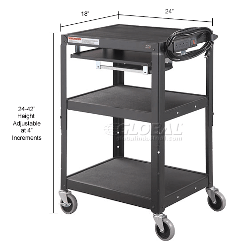 Global Industrial™ Steel Mobile Workstation Cart with Slide out ...