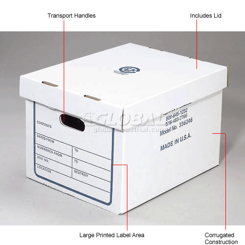 Connecticut Container Transfer File Record Storage Boxes, 15"L x 12"W x ...