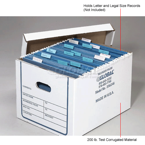 Connecticut Container Transfer File Record Storage Boxes, 15"L x 12"W x ...