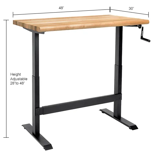 Hand crank adjustable height workbench store