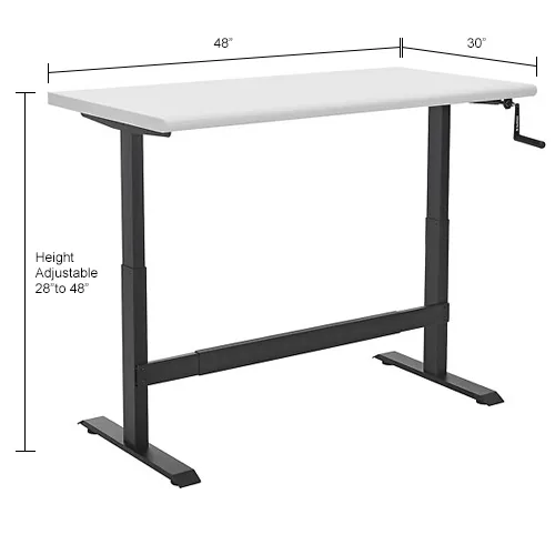 Global Industrial Hand Crank Adjustable Height Workbench Laminate Safety Edge 48 W x 30 D