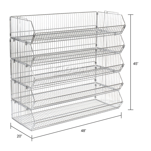 Global Industrial™ Modular Wire Stacking Bin Basket Rack, 48"W x 20"D x ...
