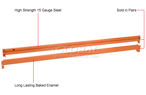 Interlake Mecalux Pallet Rack Tear Drop Beam Pair 96"L - 5340 Lbs Cap ...