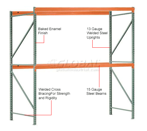 Interlake Mecalux Pallet Rack Teardrop Starter, 96"W x 48"D x 120"H