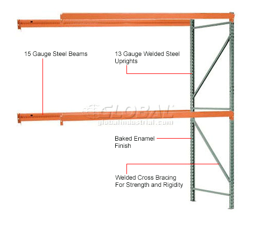 Interlake Mecalux Pallet Rack Teardrop Add-On, 108"W x 36"D x 120"H
