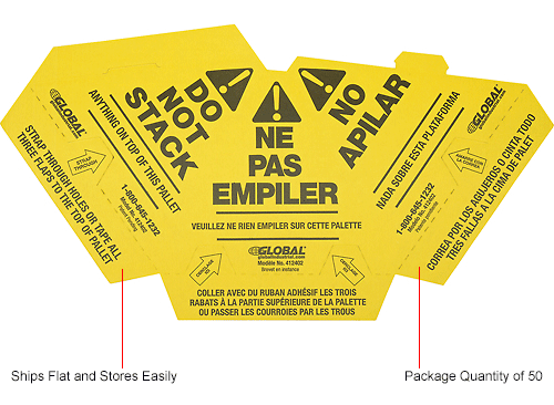 Global Industrial™ "Do Not Stack" Printed Trilingual Pallet Cones ...