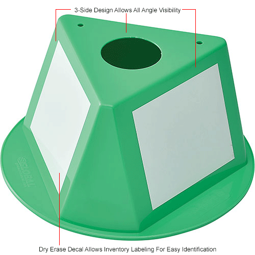 Global Industrial™ Inventory Control Cone W/ Dry Erase Decals, Green