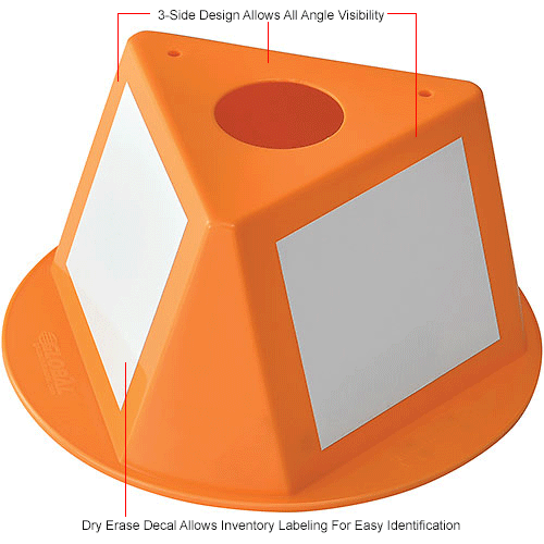 Global Industrial™ Inventory Control Cone W/ Dry Erase Decals, Orange