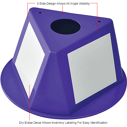 Global Industrial™ Inventory Control Cone W/ Dry Erase Decals, Purple