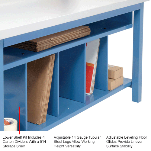 Global Industrial™ Complete Packing Workbench, Laminate Square Edge, 72 ...