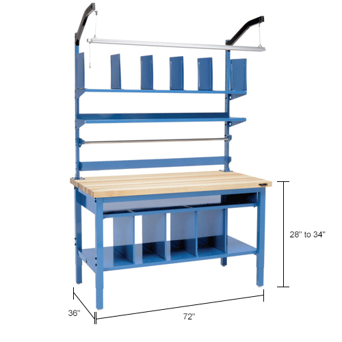 Global Industrial™ Complete Packing Workbench, Maple Butcher Block Square Edge, 72"W x 36"D