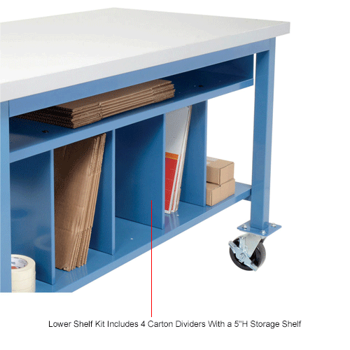 Global Industrial™ Mobile Packing Workbench W/Lower Shelf Kit, Laminate ...