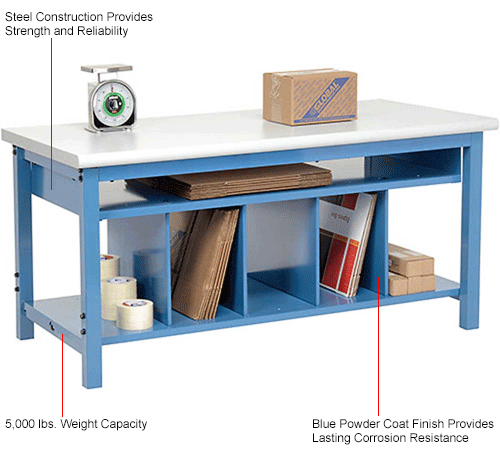 Global Industrial™ Packing Workbench W/Lower Shelf Kit, Laminate Safety ...