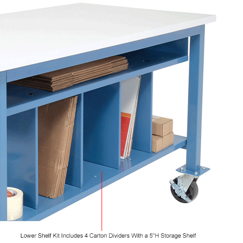 Global Industrial™ Mobile Packing Workbench W/Lower Shelf Kit, ESD ...