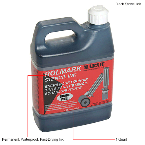 Marsh® Rolmark Stencil Ink, 1 Qt., Black