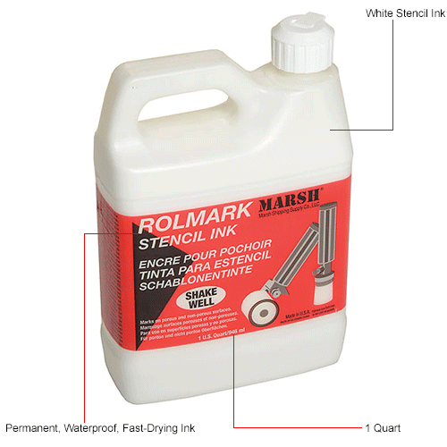 Marsh® Rolmark Stencil Ink, 1 Qt., White