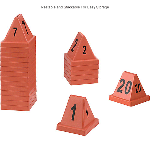 Global Industrial™ Numbered Cones, 1-20, Red