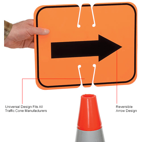 Cone Sign - Reversible Arrow - Black on Orange | 436723 ...