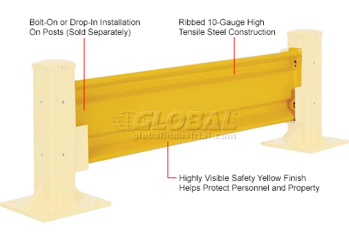 Global Industrial™ Protective Steel Guard Rail, 4'L, Yellow