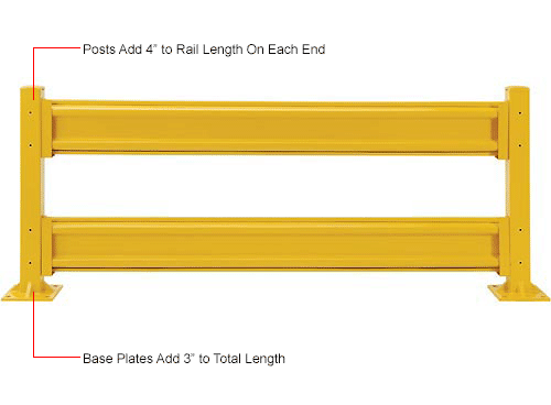 Global Industrial™ Protective Steel Guard Rail, 8'L, Yellow